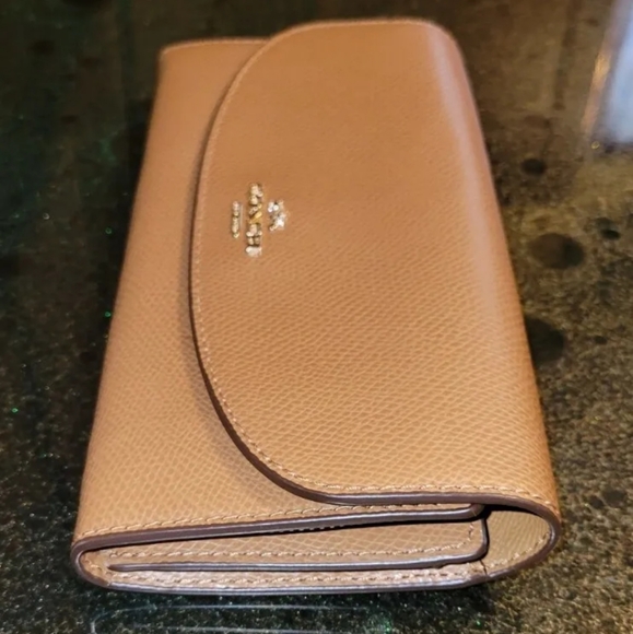 Coach | Bags | Coach Brown Crossgrain Leather Slim Envelope Wallet ...